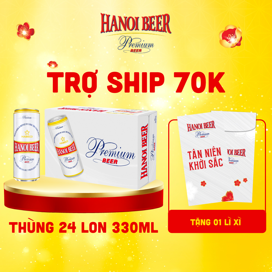 Bia Hanoi Premium - Thùng 24 lon 330ml - Habeco