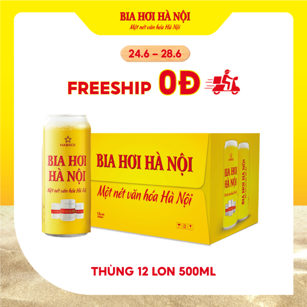 Bia Hơi Hà Nội - Thùng 12 lon 500ml - Habeco