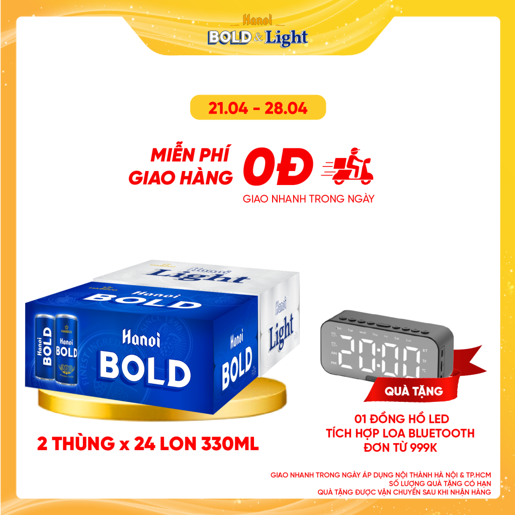 Bia Hanoi Light – Thùng 24 lon 330ml - Habeco