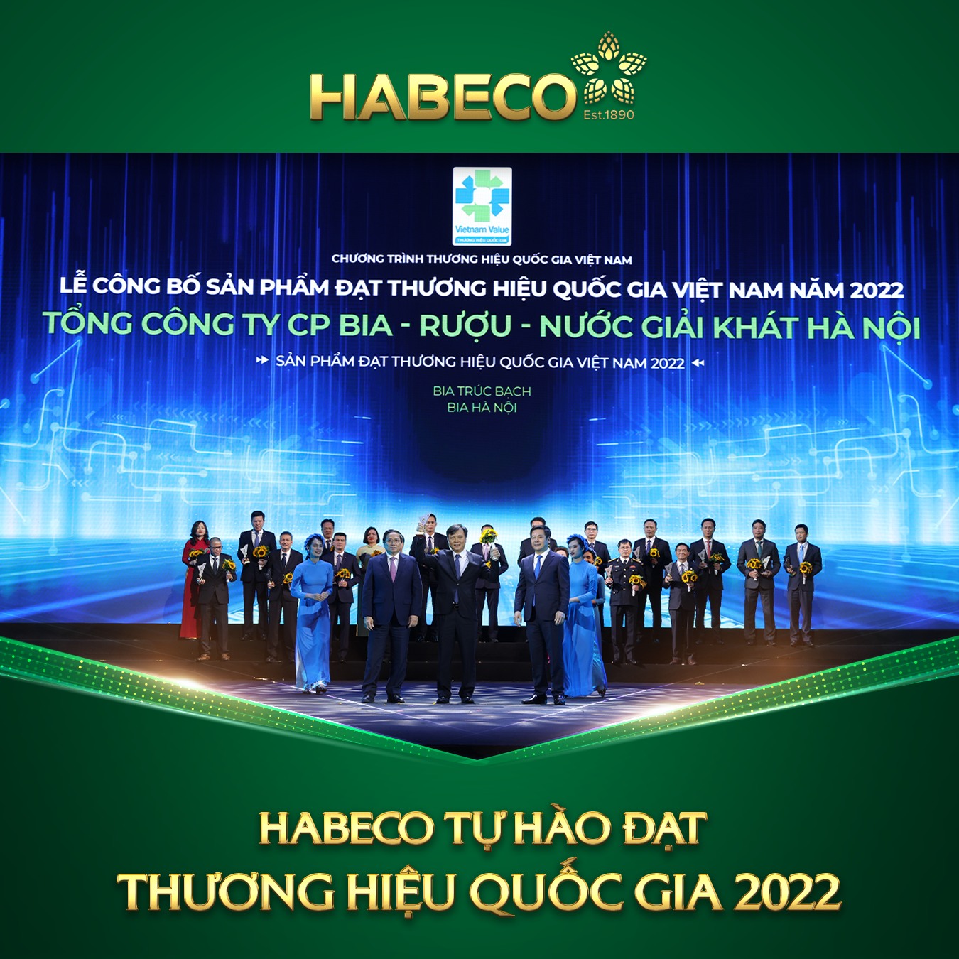 HABECO ĐƯỢC VINH DANH THƯƠNG HIỆU QUỐC GIA NĂM 2022 - Habeco