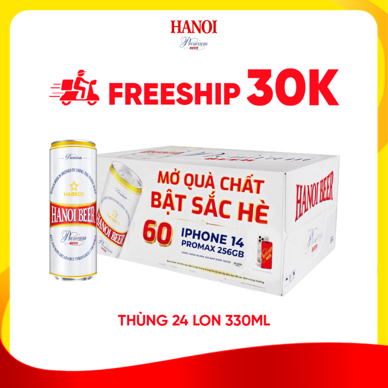 Bia Hanoi Premium - Thùng 24 lon 330ml - Habeco