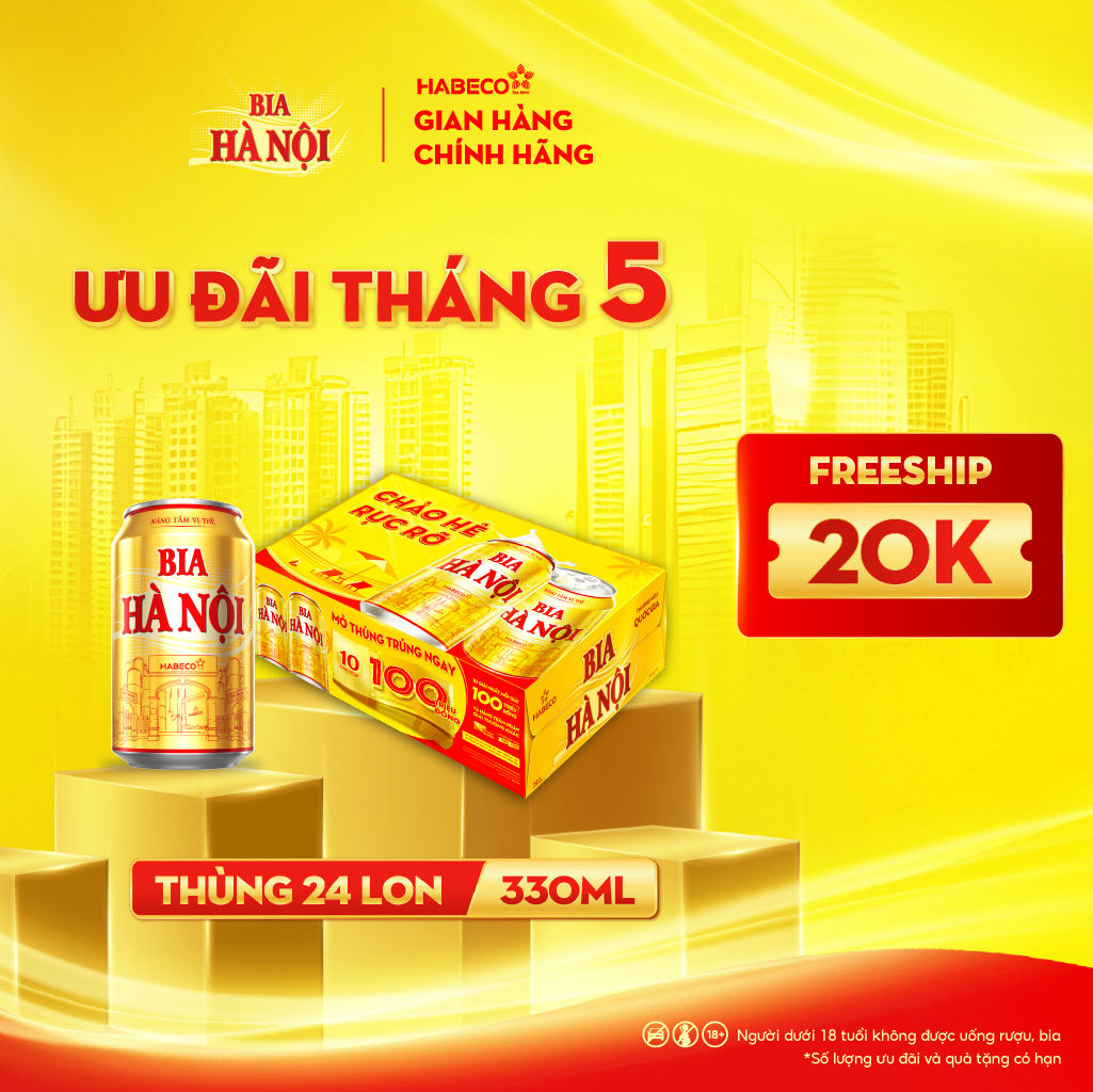 Bia Hà Nội - Thùng 24 lon 330ml - Khuyến mại hè 2025 - Habeco