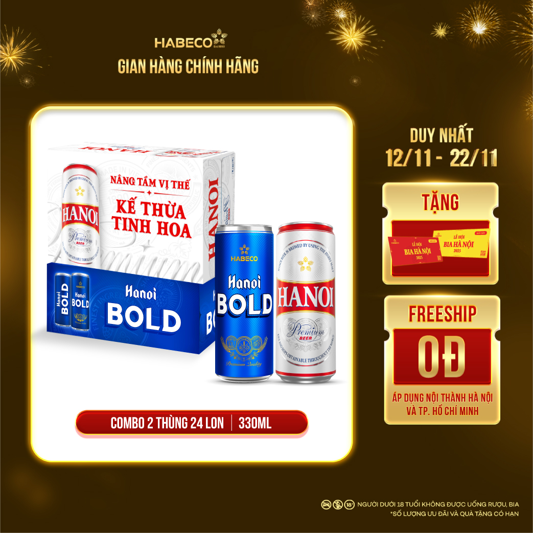 TẶNG VÉ LỄ HỘI BIA - Combo Bia Hanoi Premium & Bia Hanoi BOLD - Habeco