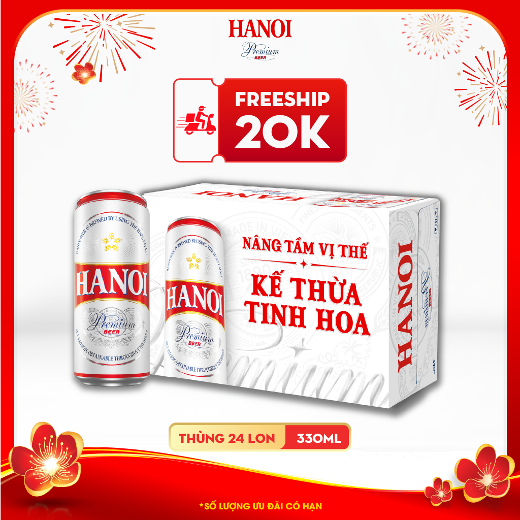 Bia Hanoi Premium - Thùng 24 lon 330ml - Habeco