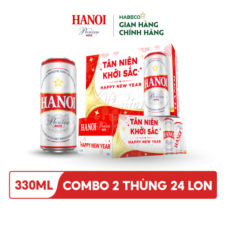 COMBO 2 Thùng 24 lon Bia Hanoi Premium – HABECO (330ml/lon) - Habeco