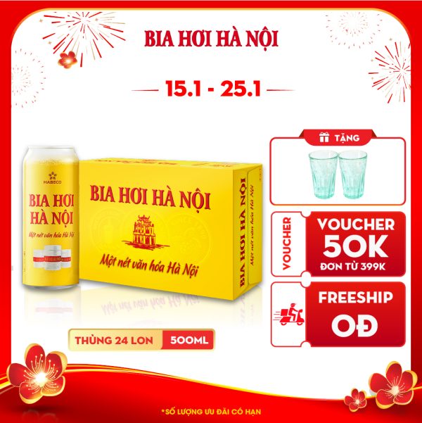 Bia Hơi Hà Nội - Thùng 24 lon 500ml - Habeco
