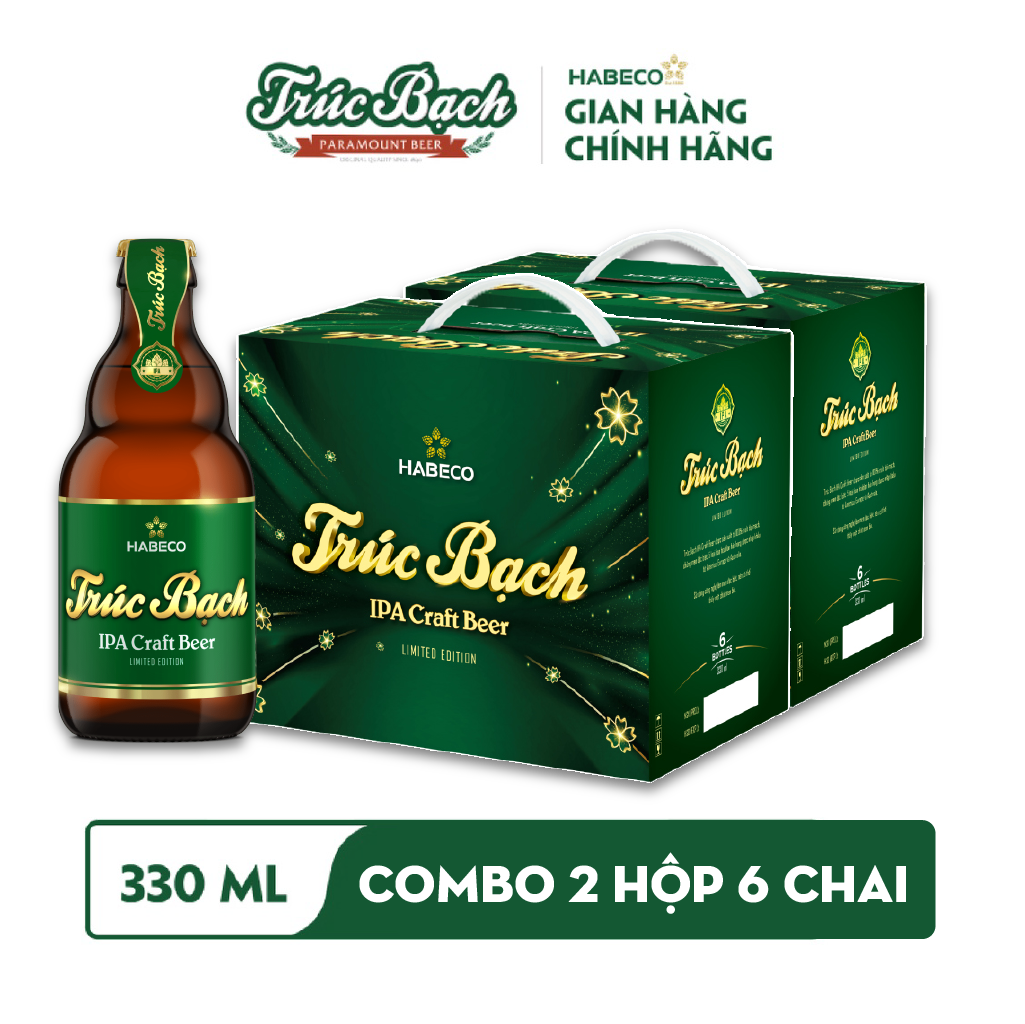 Combo 2 Hộp Trúc Bạch IPA Craft - Hộp 6 chai 330ml - Phiên bản Tết - Habeco
