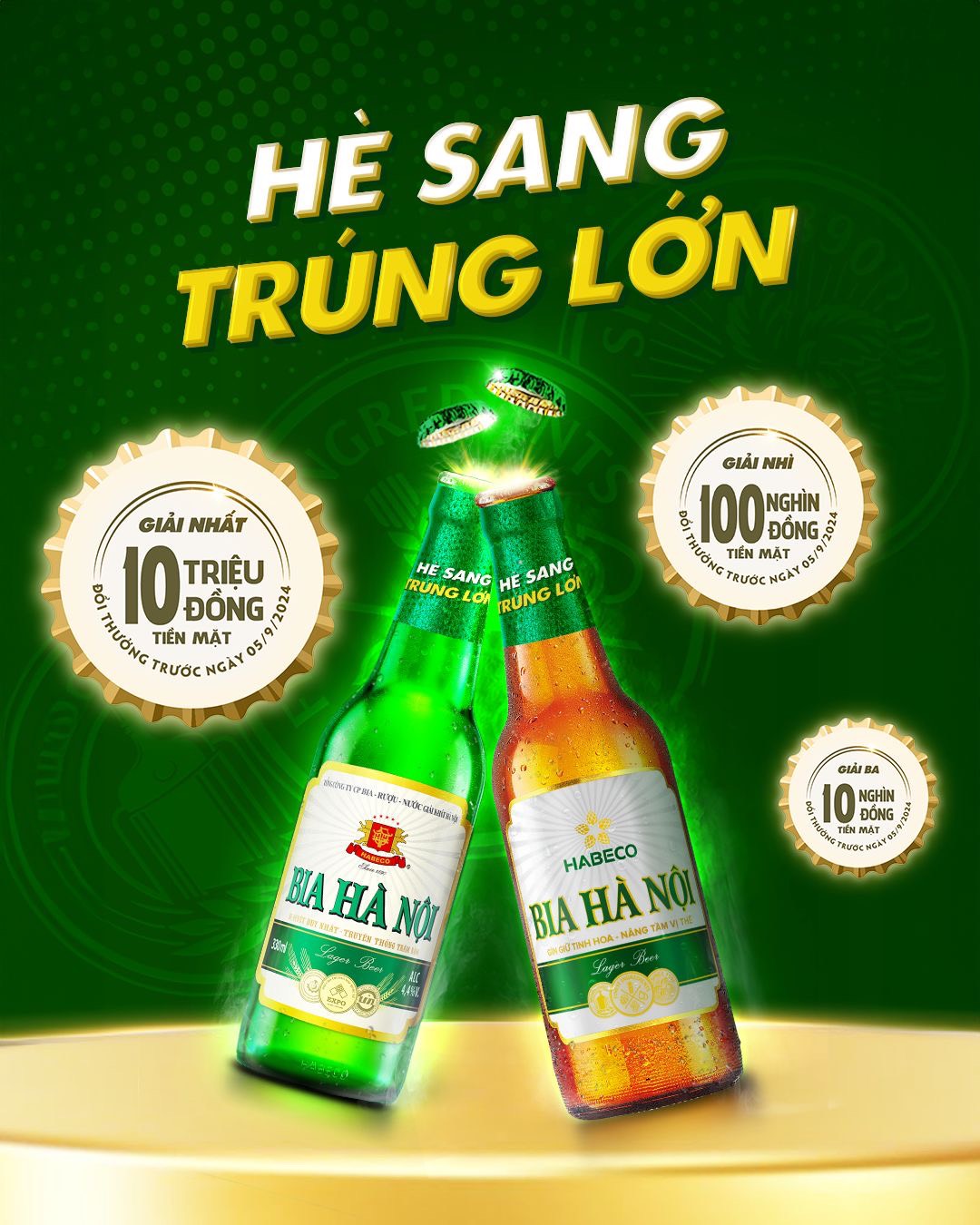 BẬT NẮP BIA HÀ NỘI CHAI XANH, TRÚNG NGAY 10 TRIỆU TIỀN MẶT - Habeco