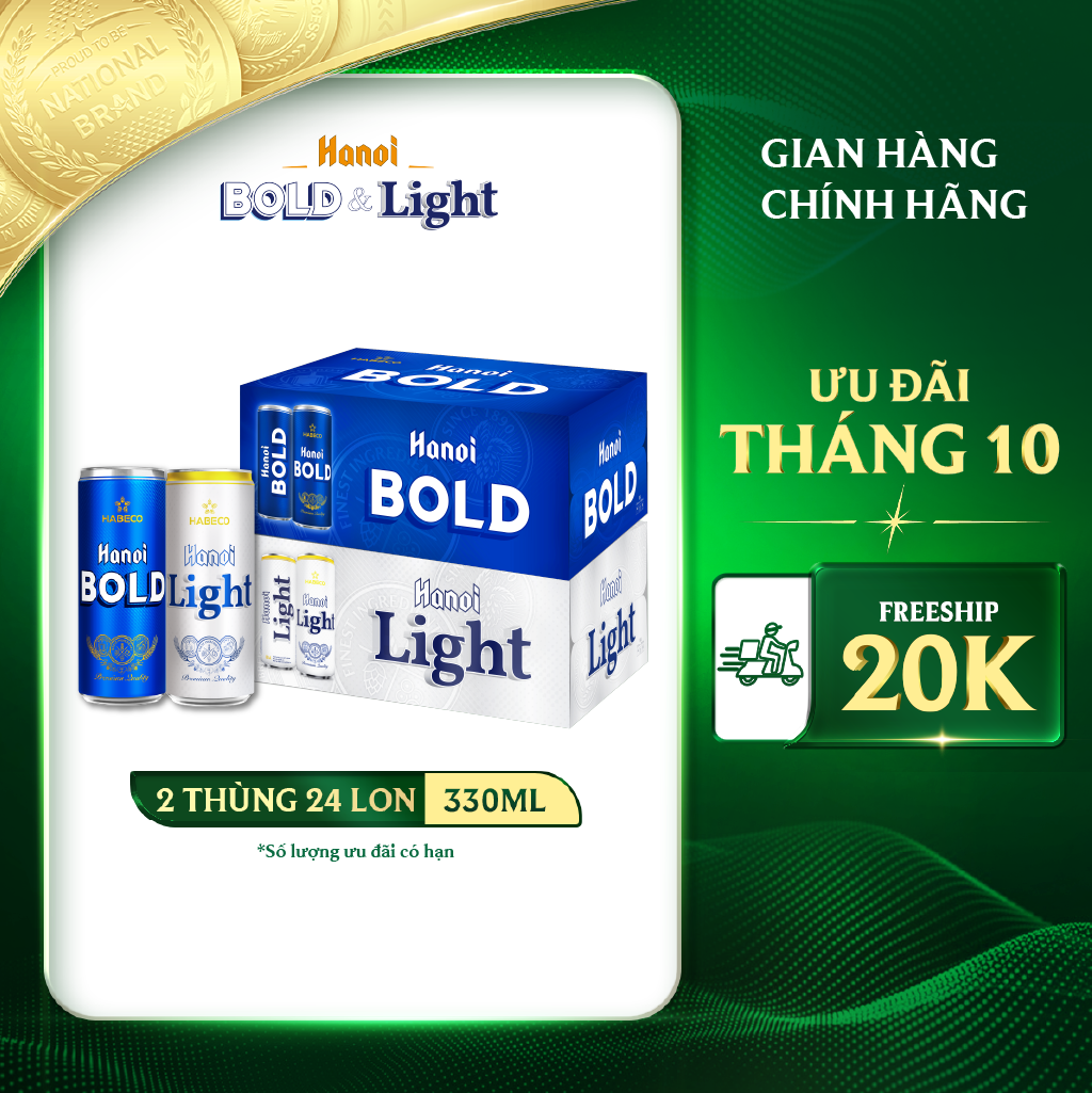Bia Hanoi Light – Thùng 24 lon 330ml - Habeco