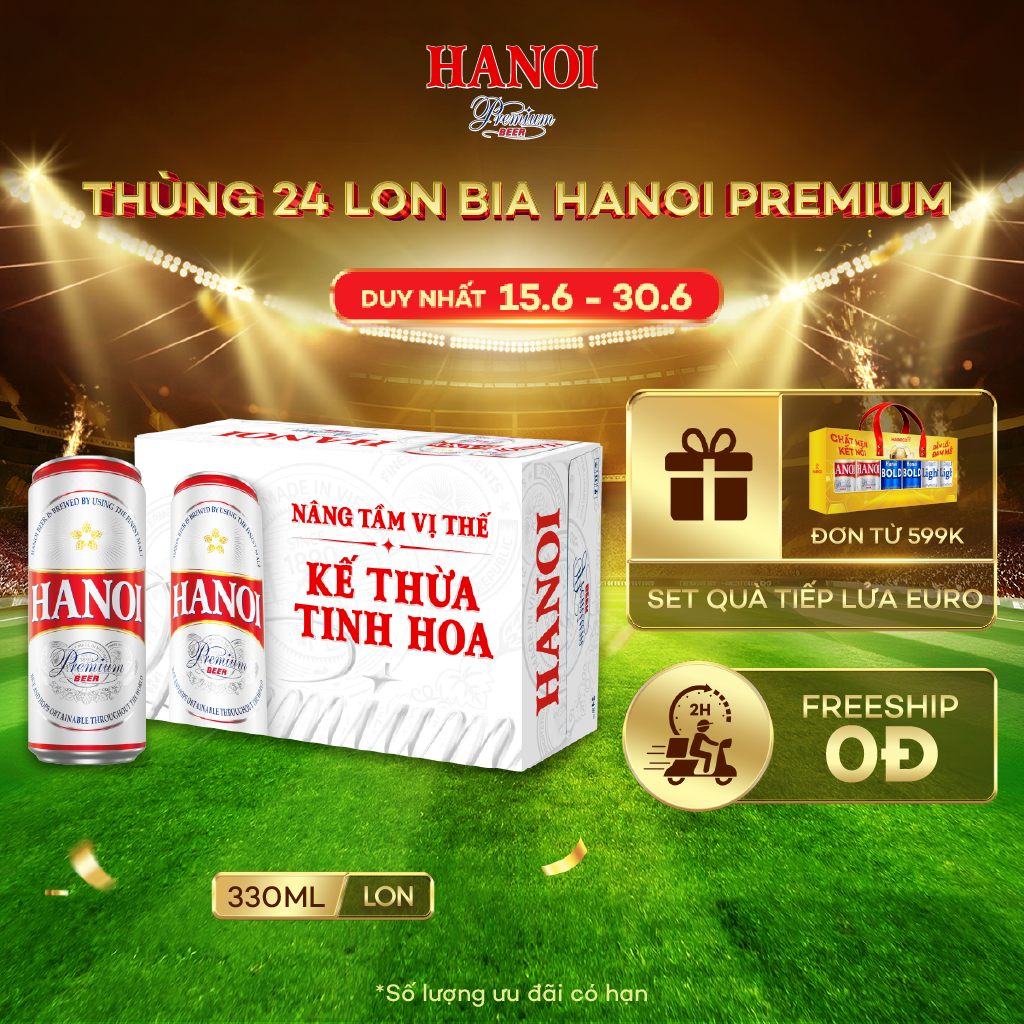 Bia Hanoi Premium - Thùng 24 lon 330ml - Habeco