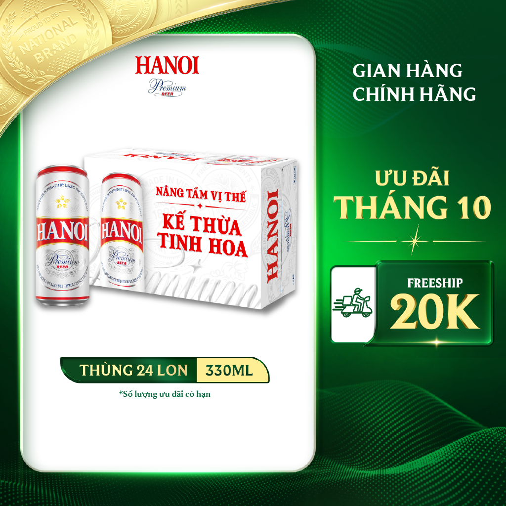 Bia Hanoi Premium - Thùng 24 lon 330ml - Habeco
