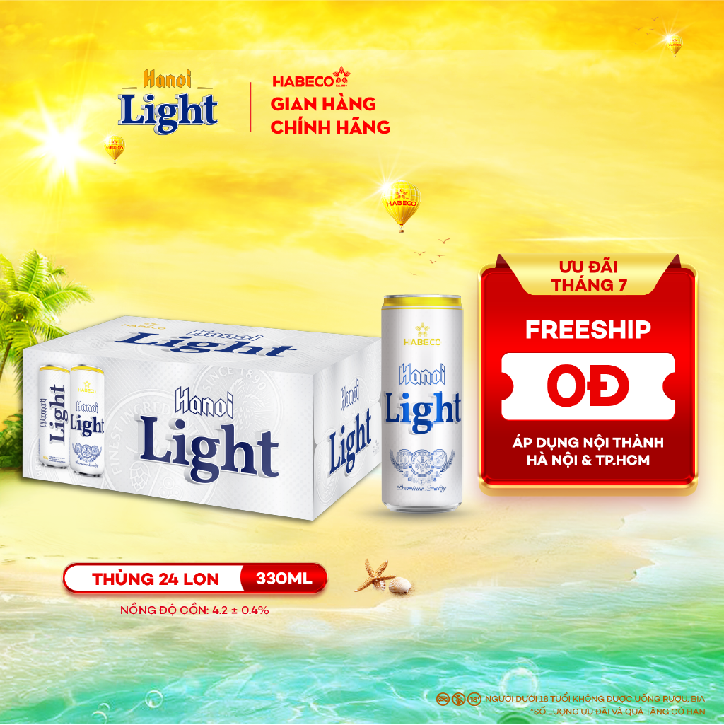 Bia Hanoi Light – Thùng 24 lon 330ml - Habeco