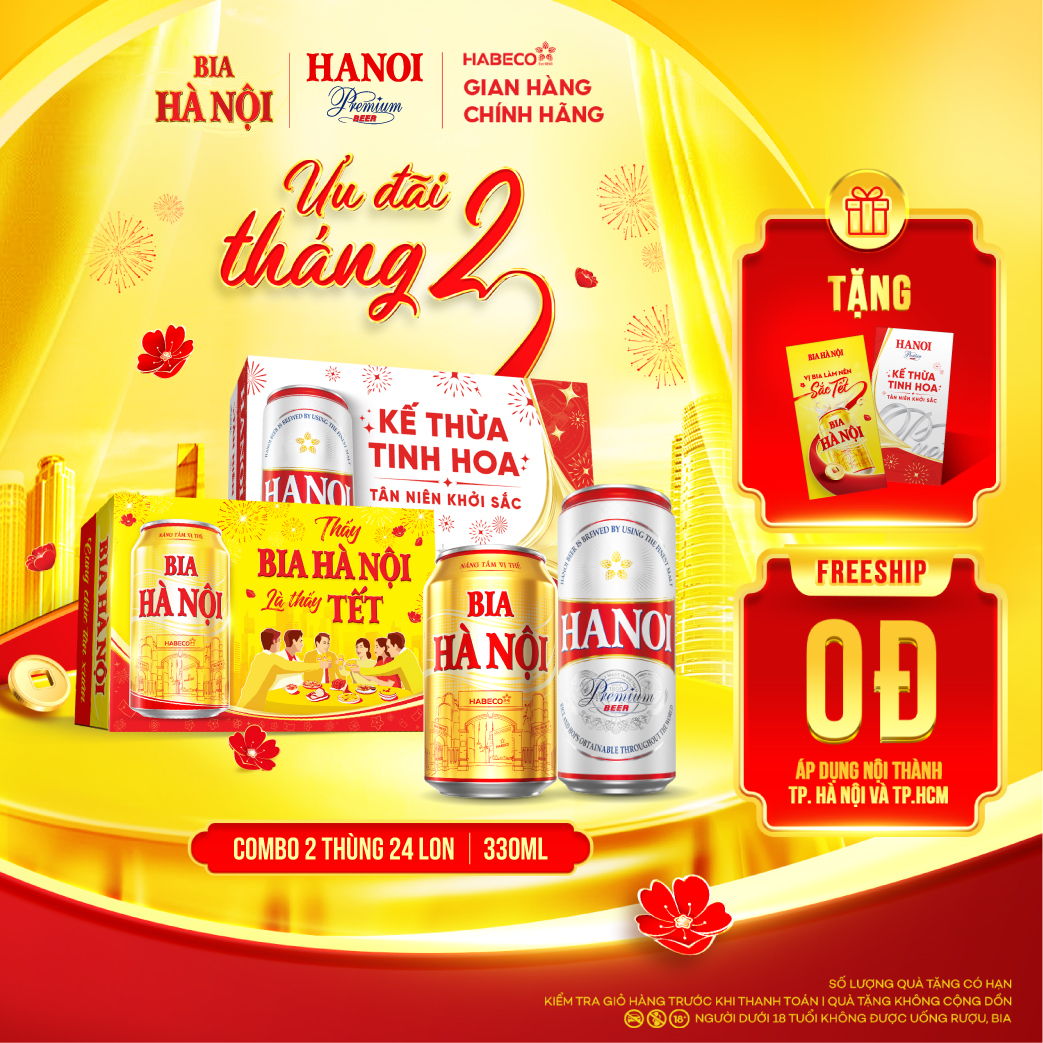 Combo Bia Hà Nội & Bia Hanoi Premium - HABECO (330ml/lon) - Habeco